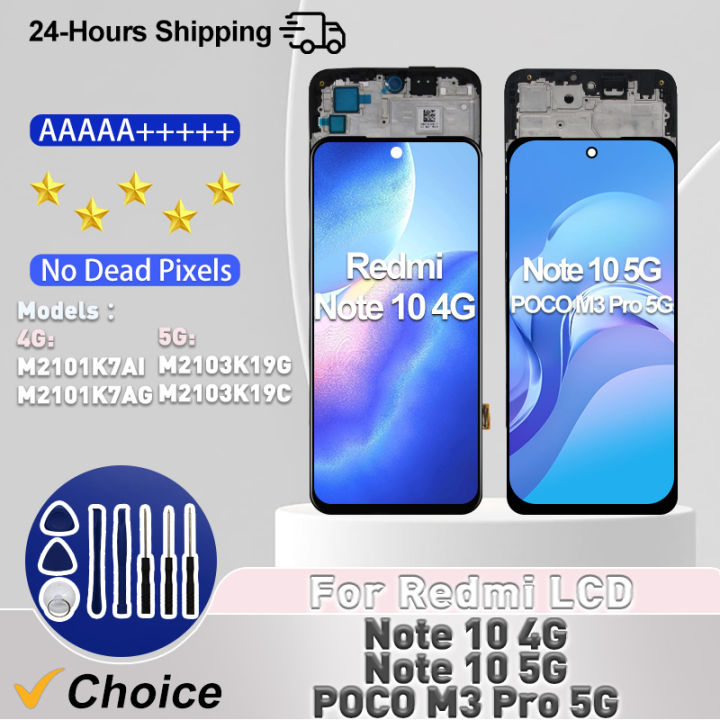 AMOLED LCD For Xiaomi Redmi Note 10 4g Screen Digitizer M2101K7AI For ...