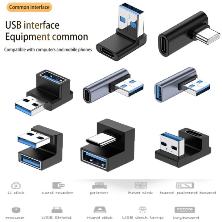 180 Degree Elbow USB C Adapter Type C USB C OTG to USB Converter U ...