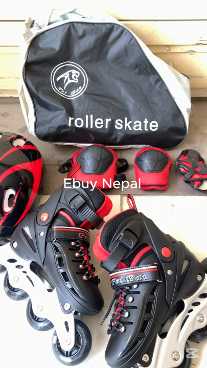 New Adjustable Inline Skates with Safety Gear Set and Portable Carry ...