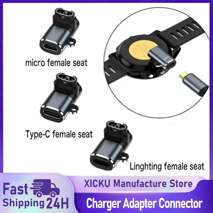 Type C/Micro/IOS USB to 4pin Charger Adapter Connector for Garmin Fenix ...