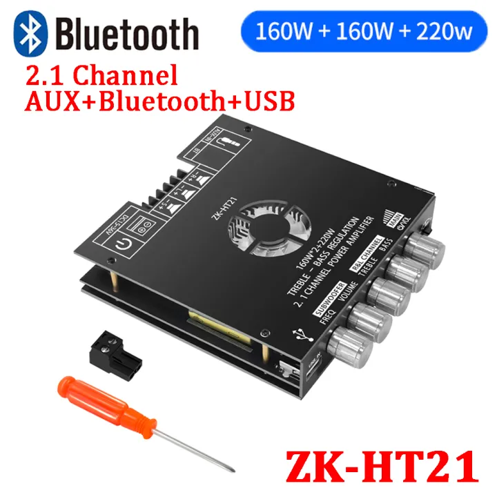 ZK-HT21 2x160+220W 2.1 Channel Bluetooth Digital Power Amplifier Board ...