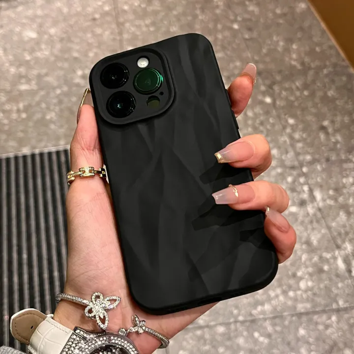Fashion Silicone Fold Wrinkle Phone Case For iPhone 14 13 12 11 15 Pro ...