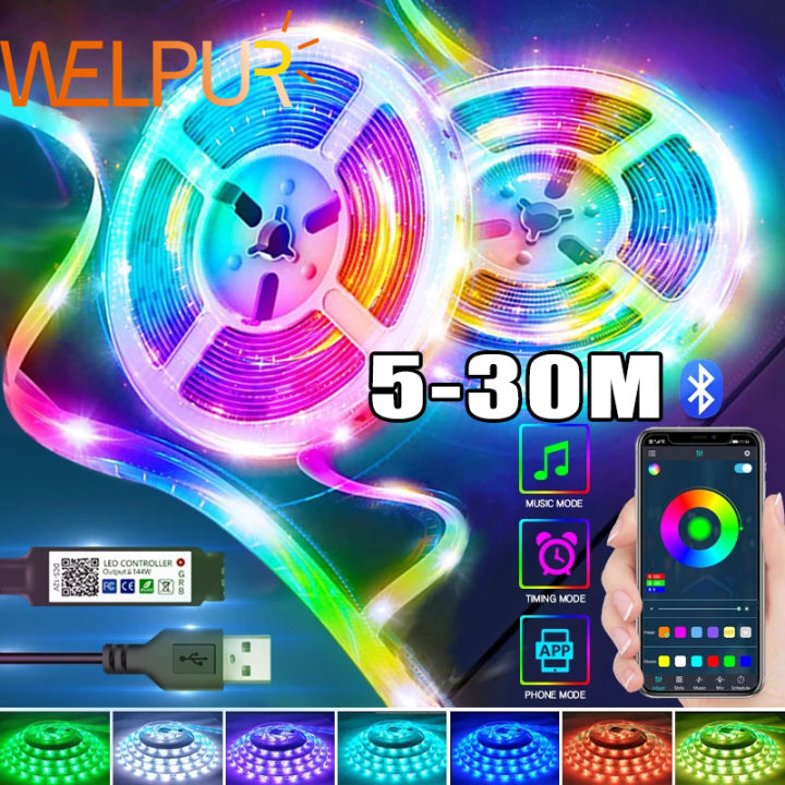 USB Led Smart Strip Lights 5M/10M/15M/20M/30M RGB Led Light Bar With ...