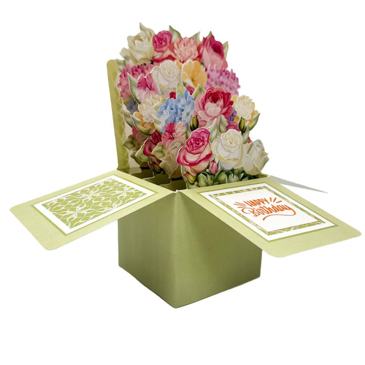 3D Flower Bouquet Pop-Up Invitation Card | Handmade Birthday Party ...