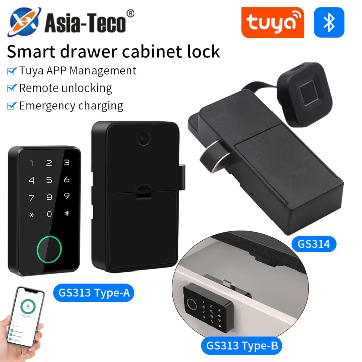 Tuya APP Fingerprint Smart Drawer Cabinet Invisible Lock Ic Card Unlock ...