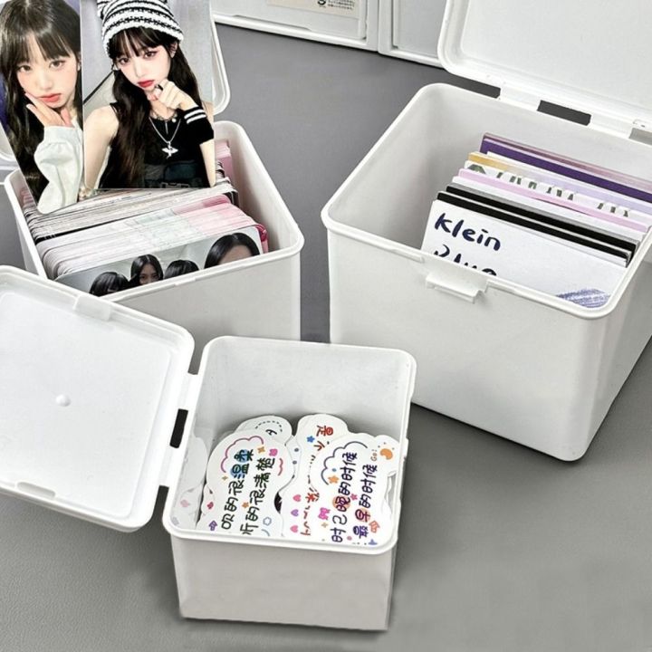 White Kpop Photocard Storage Box Idol Cards Photos Collection Box ...