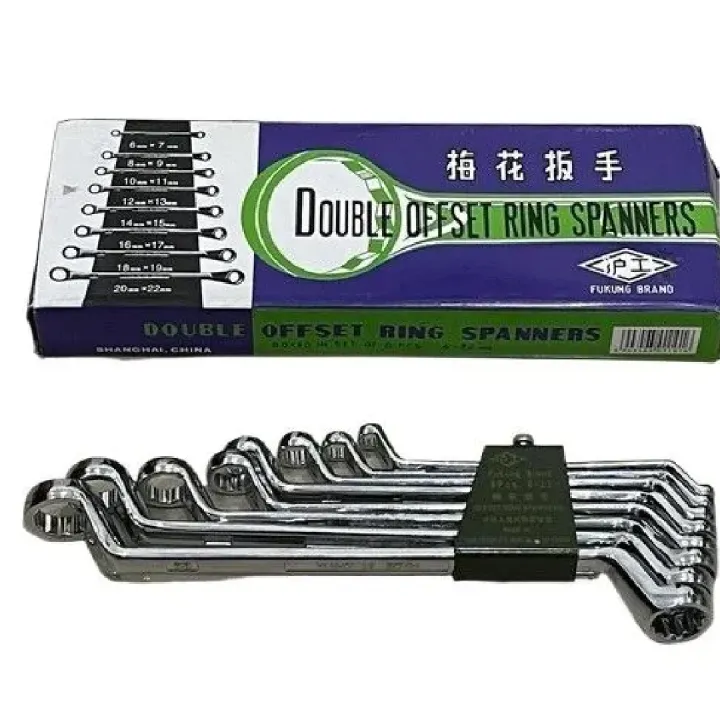 Double offset Ring Spanner set 8 pc 6 —22MM Fukung Combination ring ...