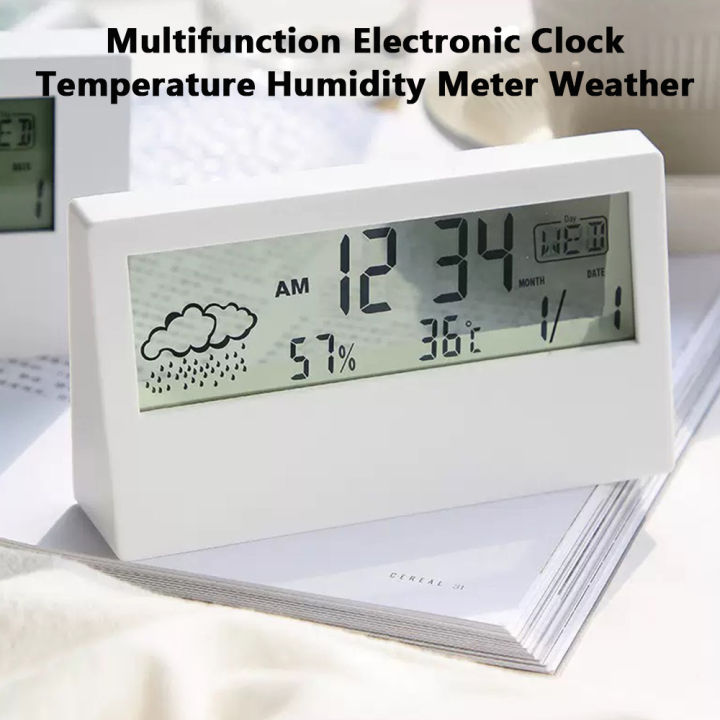 LED Thermometer Thermo-Hygrometer Multifunction Electronic Clock ...