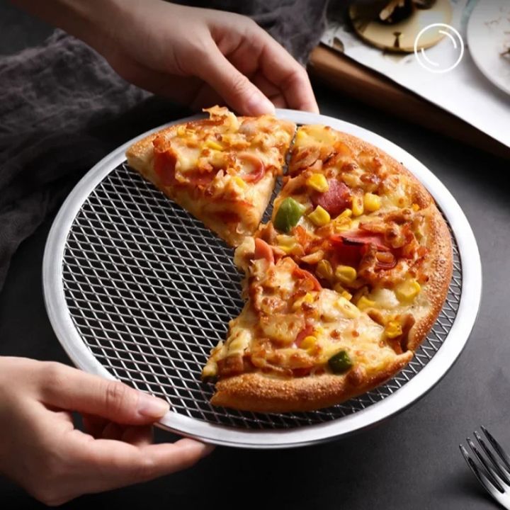 Aluminum Pizza Pan Mesh Metal Rust Resistant Bread Pan Eyelet Design ...