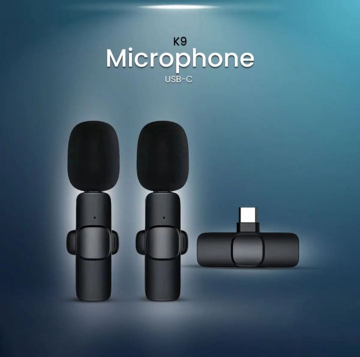 K9 Wireless Dual Microphone Professional Lapel Lavalier Microphone Remove Noise For Typ C ...