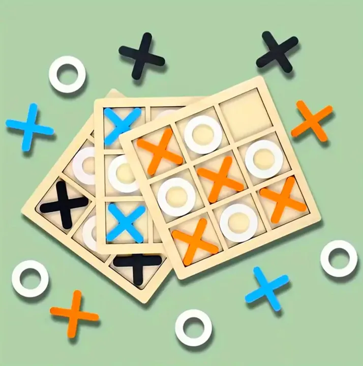 wooden tic tac toe board game xo pieces (naughts and crosses ...