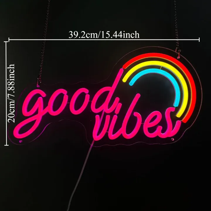 Good Vibes LED Neon Light Sign Dimmable Neon Sign For Wall Living Room ...