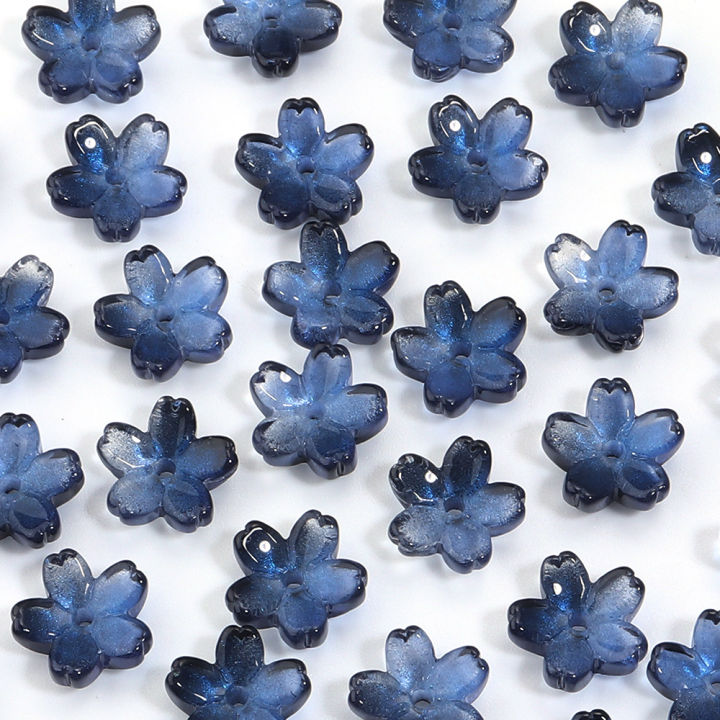 50Pcs Cherry Blossom Shaped Glass Beads Loose Spacers Lampwork Beads ...