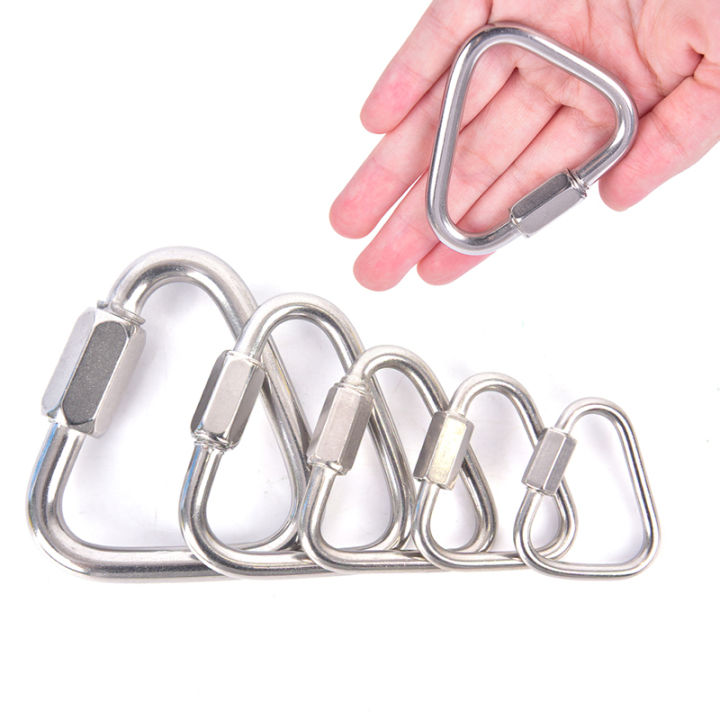 1pcs Triangle Carabiner Stainless Steel Keychain Snap Clip Hook Buckle ...