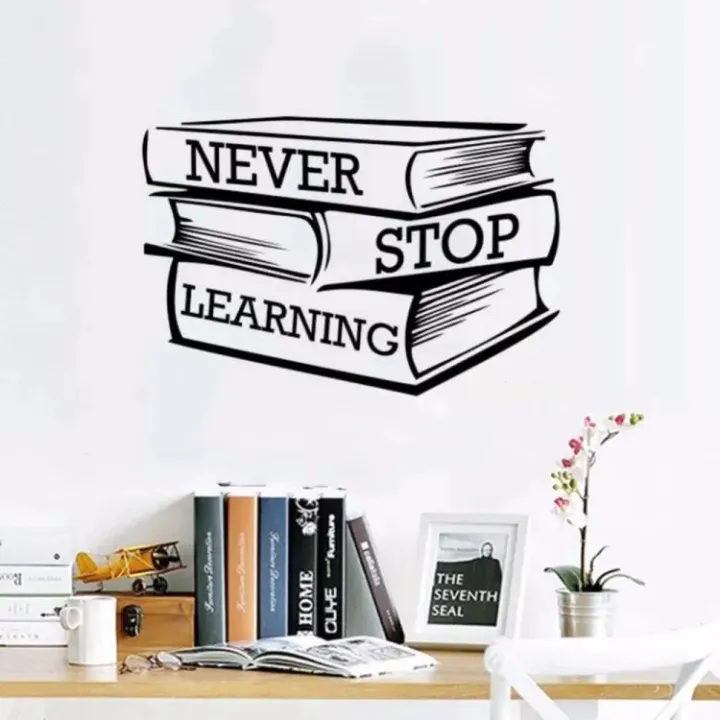 Never Stop Learning Book designed Wall Stickers for Kids and Decor ...