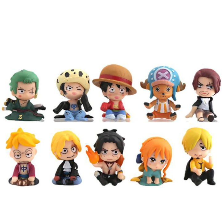 One Piece Anime Sitting Posture Figurine Cartoon Childhood Luffy Sona ...