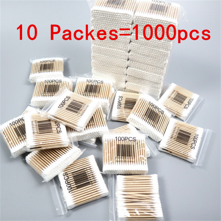 1000PCS Round Headed Cotton Swabs Double Headed Cotton Swabs, Bamboo ...