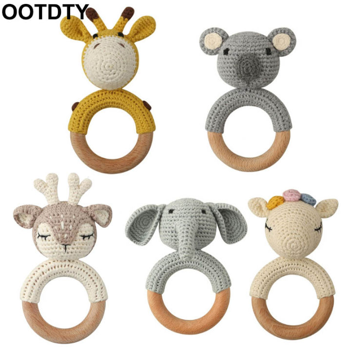 1pc Baby Teether Safe Wooden Toys Mobile Pram Crib Ring DIY Crochet ...