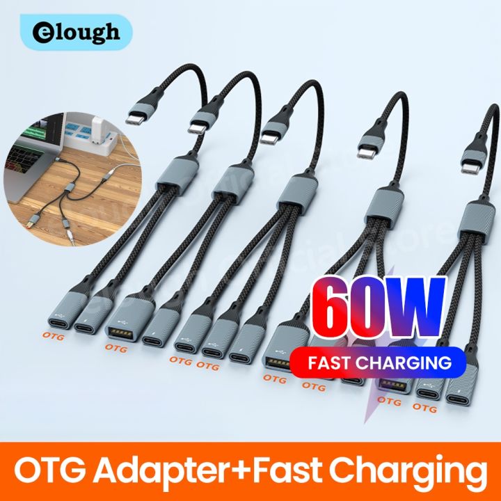 Elough USB C HUB Multiple Splitter Adapter OTG PD 60W High Speed ...