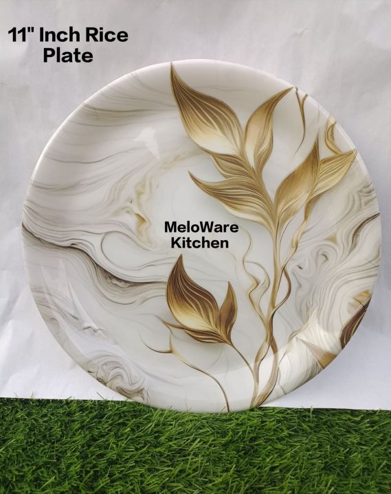 Gold Design Dinner Rice Plates pack of 6 Plates, 11 inch Large Plate ...