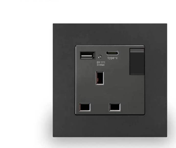 13A Wall Socket With Type C Interface USB Charging 18W 4A 13A Universal ...