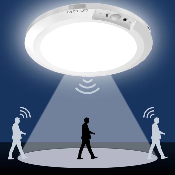 PIR Motion Sensor Ceiling Light USB Rechargeable Dimmable 3 Colors ...