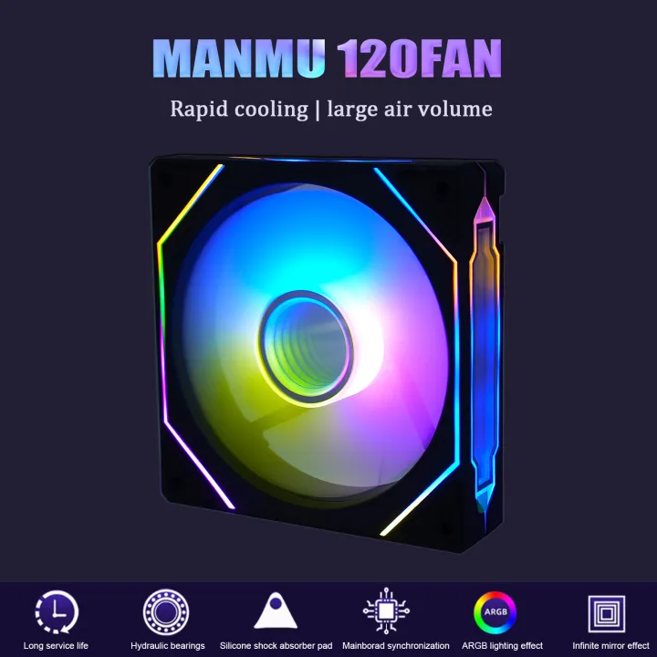MANMU Low Noise Computer Fan 120mm Rgb pc Case Fan Cpu Cooler Radiator ...