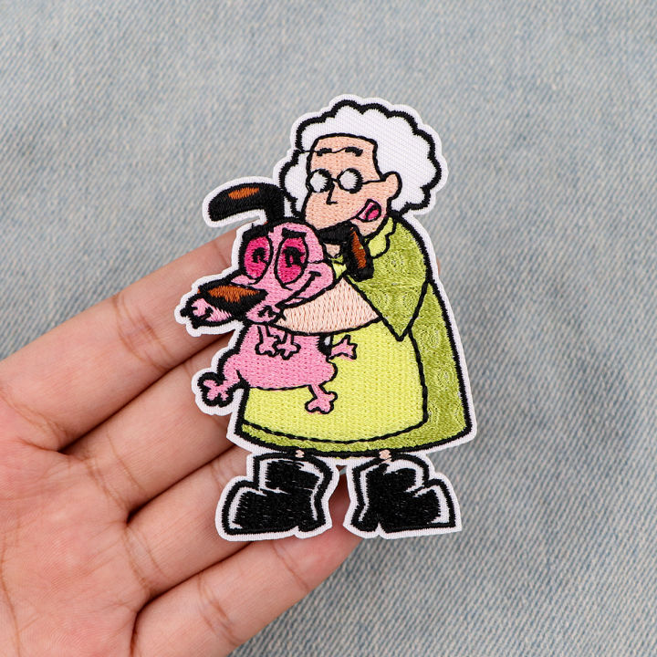 Grandma and Pink Dog Embroidered Patches For Kids Clothing DIY Badge ...