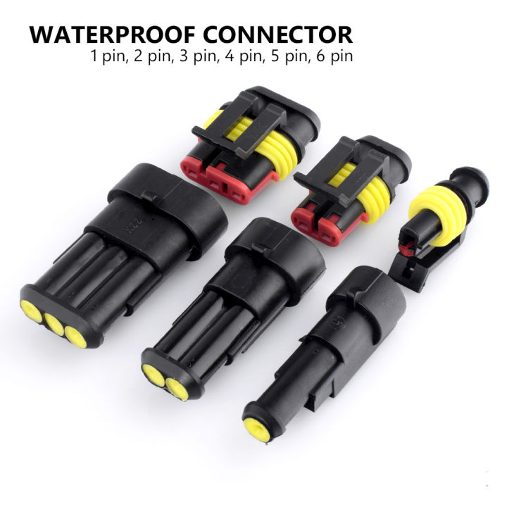 5Pcs/Set Waterproof Connector Plug 1/2/3/4/5/6 Pins Way AMP Super Seal ...