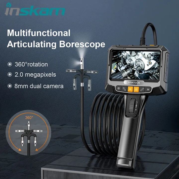 INSKAM 360° Two-ways Steering Industrial Endoscope Camera 8mm 6.5mm ...