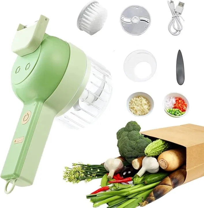 4 in 1 Portable Electric Vegetable Cutter Set, Handheld Electric ...