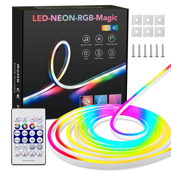 Smart Bluetooth RGBIC Neon LED Strip Light,1M-10M Waterproof USB 5V ...