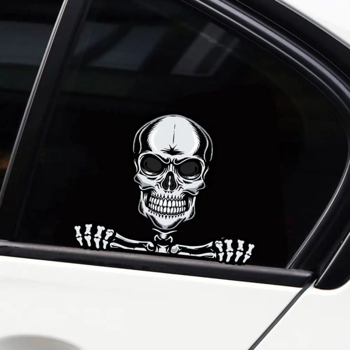 1pc Horror Skeleton Car Sticker, Funny Peeking Decal For Car, Window ...