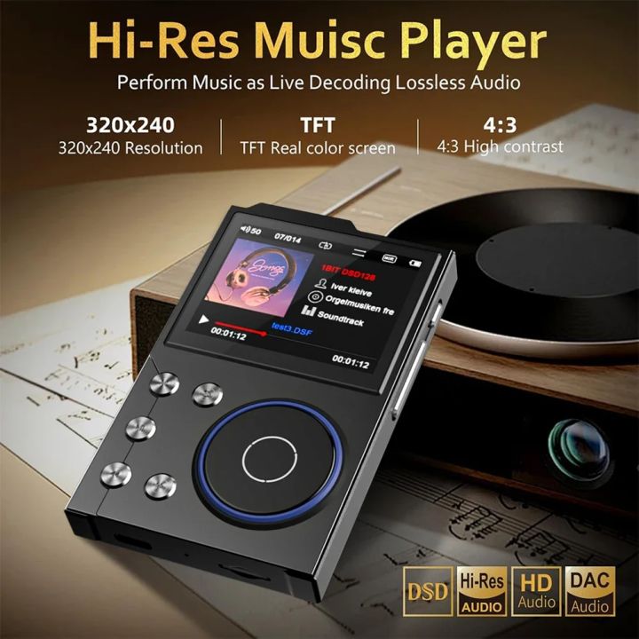 2.4 Inch MP3 Player Bluetooth-Compatible 5.3 Portable Lossless Digital ...