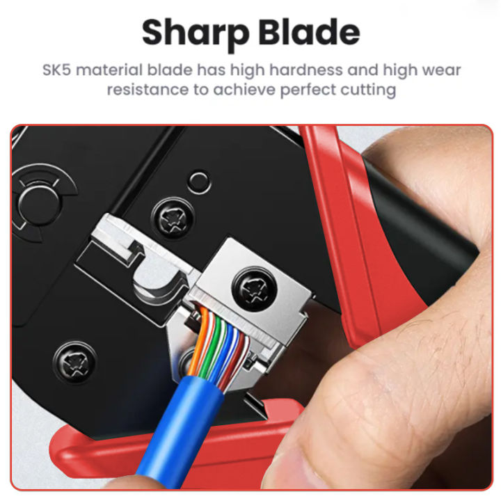 RJ45 Crimping Tool Ethernet Network LAN Cable Crimper Cutter Stripper ...