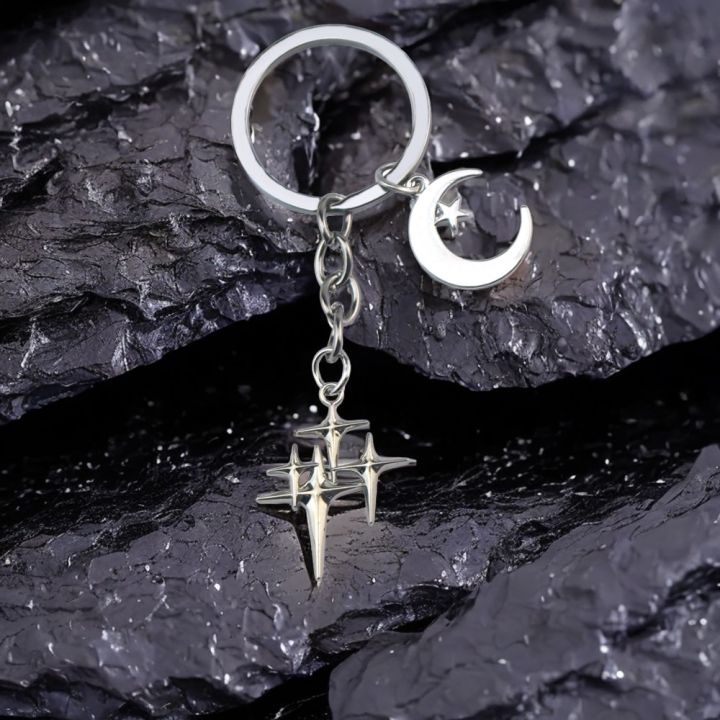 Y2K Keychains Star Moon Metal Key Rings For Women Men Friendship Gift ...