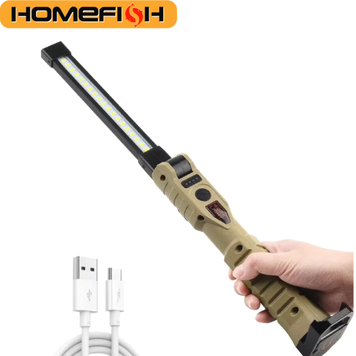 HOMEFISH Folding COB XPE LED Work Light USB Rechargeable Magnetic Base ...