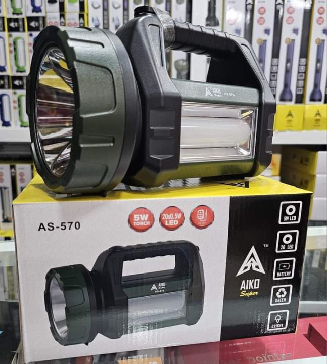 AIKO Super Torch LED Rechargeable Torch Emergency Light AS-570 | Daraz.lk