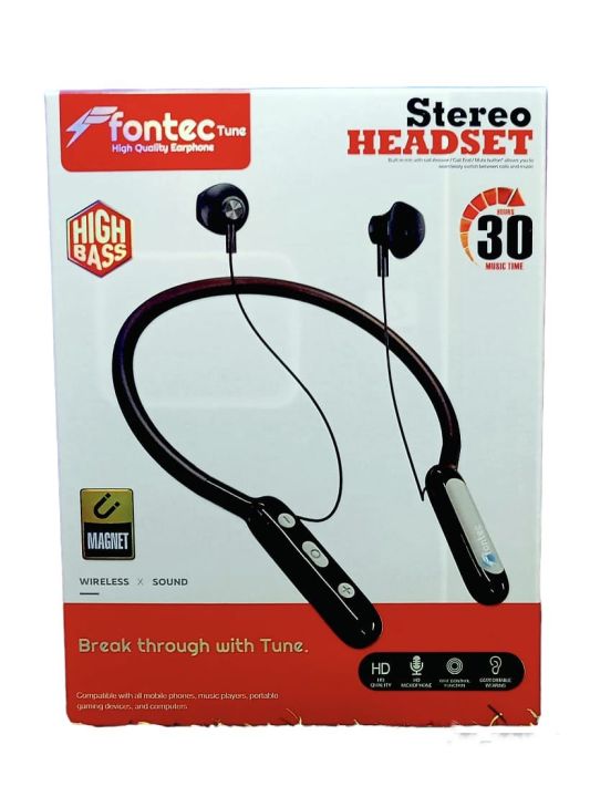 Fontec Tune High Bass Wireless Neck Band 30 Hours Talk In-Ear ...
