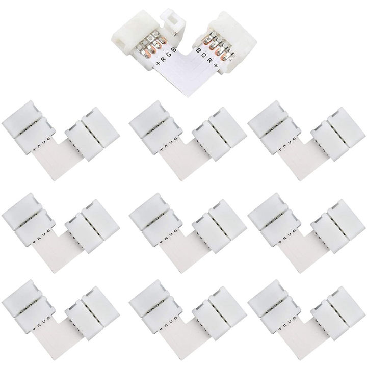 4Pin 10mm L Shape Led Strip Connector RGB LED Light Strip Connectors ...