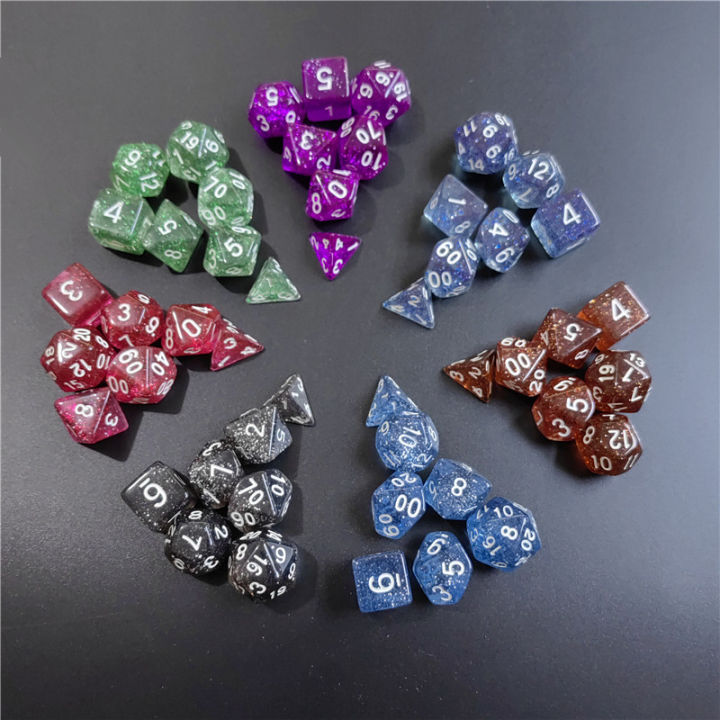 7 PCs 1 Set Of Transparent Flash Point Dice New Acrylic Set D4 D6 D8 D10 D12 D20 Multi-sided ...