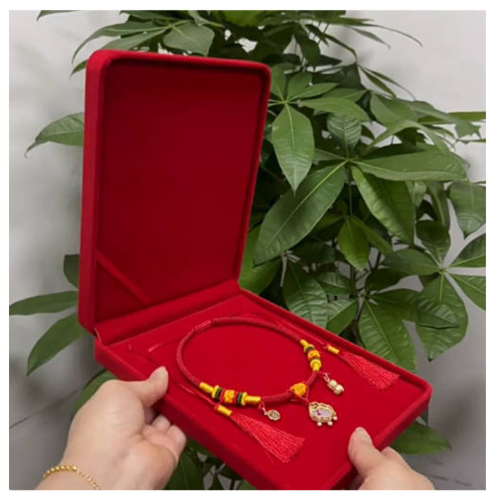 Jewelry Storage Display Case Velvet Necklace Chain Gift Box Travel Red ...