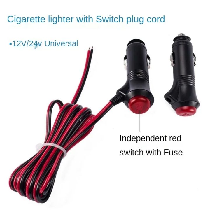 12V 24V Car Motorcycle Male Cigarette Lighter Socket Plug Connector 1m ...