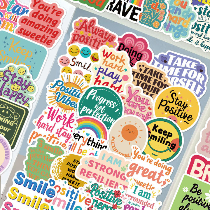 50PCS Positive Affirmation Stickers Kawaii Harajuku Skateboard Graffiti ...