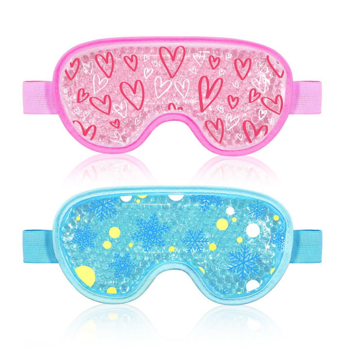 Cooling Eye Mask with Gel Bead Reusable Cold Compress Ice Pack Sleeping ...