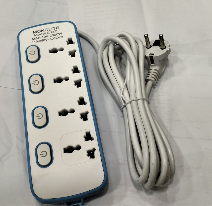 MONOLIGHT power socket 4 port multi button | Daraz.com.np