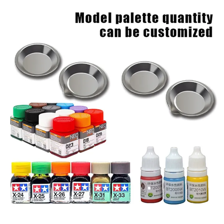 2/6 Pcs Stainless Steel Paint Mixing Bowls Colorful Oil Paint Trays ...