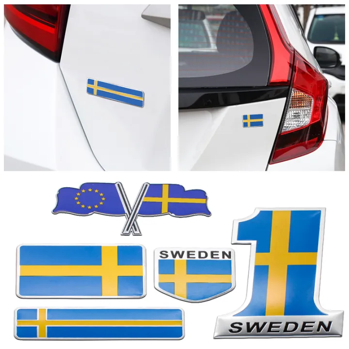 Car Styling Emblem 3D Aluminum Sweden Logo Flag Sticker Decoration ...