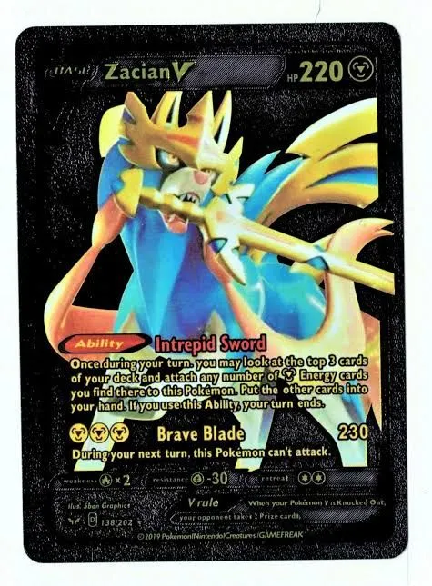 Pokemon Zacian V 220HP Black Foil Fan Art Card 138/202. | Daraz.pk