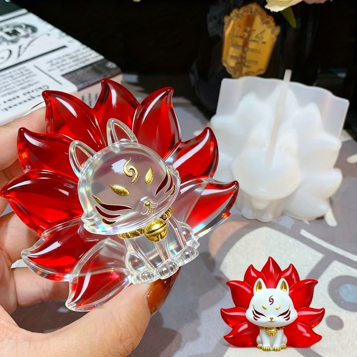 3D nine-tailed fox silicone mold, fox gypsum clay mold, sculpture art ...